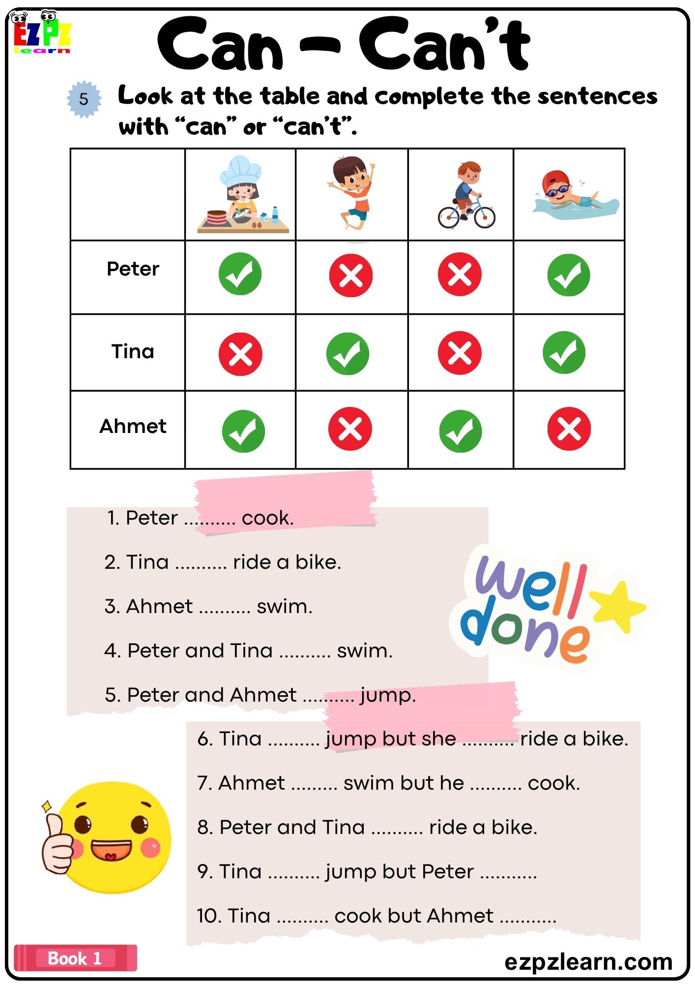 Can/Can't Modal Verb - Ezpzlearn.com Can/Can't Modal Verb - Ezpzlearn.com